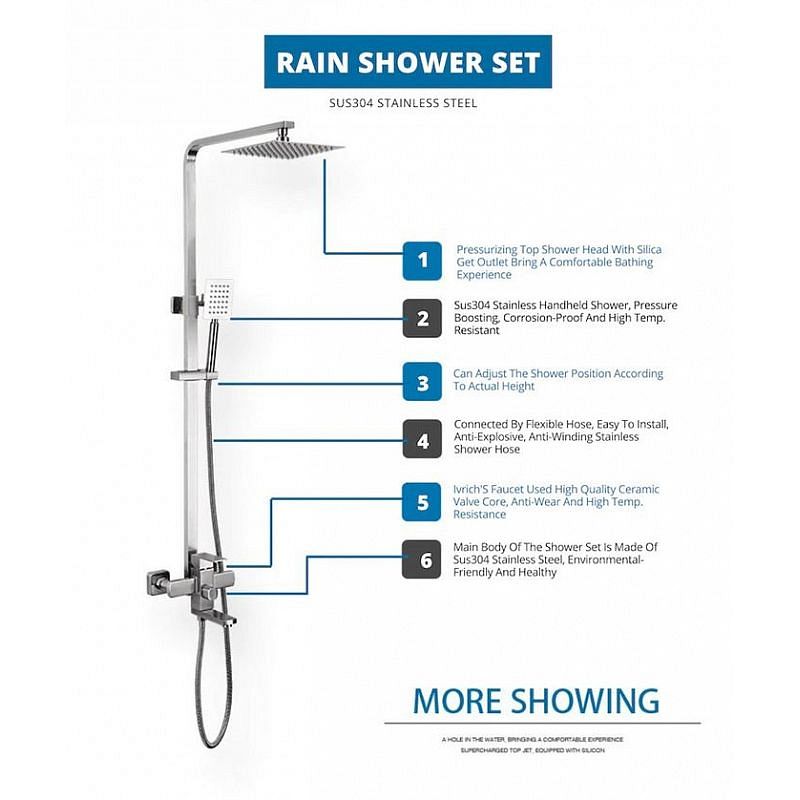 Stainless Steel Rain Shower 10" Set with Spray Faucet SUS304 | Best ...